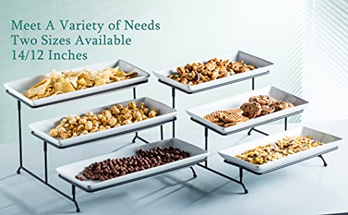Gomakren 3 Tier Serving Trays Stand Porcelain Serving Platters 12 Inch White Serving Plates Dinner Platters for Appetizer Snack Fruit Cup Cake Server Tray Display Serving Dishes for Entertaining
