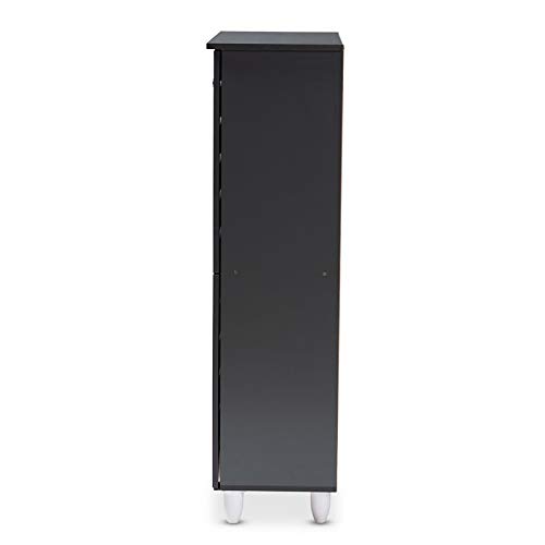 BOWERY HILL Mordern Two-Tone Oak Wood 4-Door Shoe Cabinet in Dark Gray