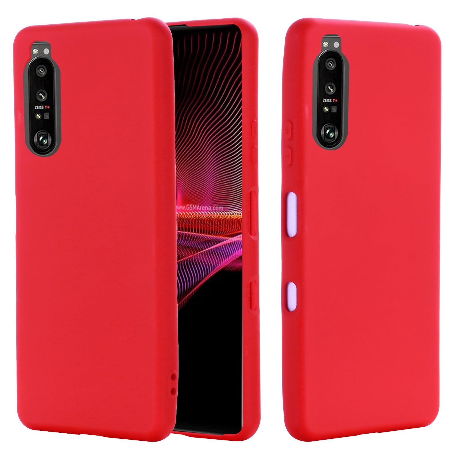 Case for Sony Xperia 1 III, Liquid Silicone Protective Phone Case for Sony Xperia 1 III with Silicone Lanyard, Slim Thin Soft Shockproof Cover for Sony Xperia 1 III Silicone Case Red