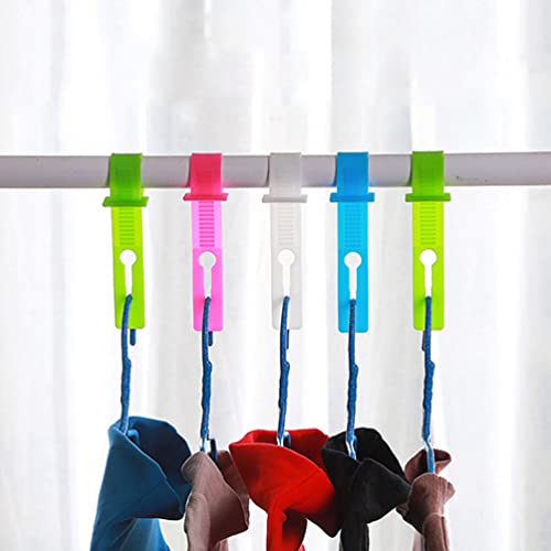 Cabilock 40Pcs Windproof Scratch Hanger Hook Clothes Drying Rack Fixed Buckle Rope Hanging Clothesline Windproof Hanger for Indoor Outdoor