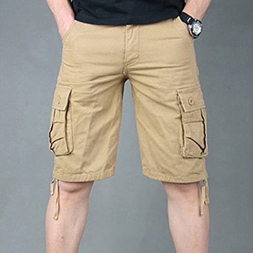 3 Inch Shorts Mens Stretch Shorts Regular Big and Tall Pleat Front Summer Linen Shorts Casual Loose Cargo Shorts with Pockets Athletic Shorts with Zipper Pockets Men Khaki 4X