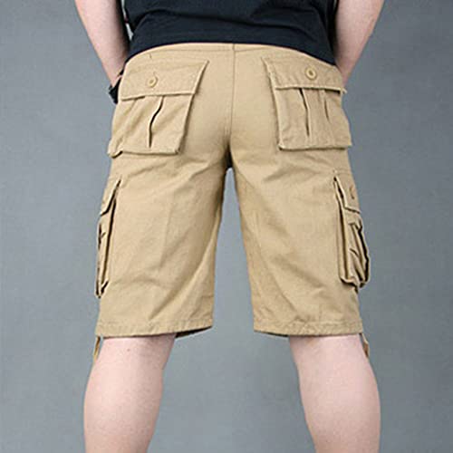 3 Inch Shorts Mens Stretch Shorts Regular Big and Tall Pleat Front Summer Linen Shorts Casual Loose Cargo Shorts with Pockets Athletic Shorts with Zipper Pockets Men Khaki 4X