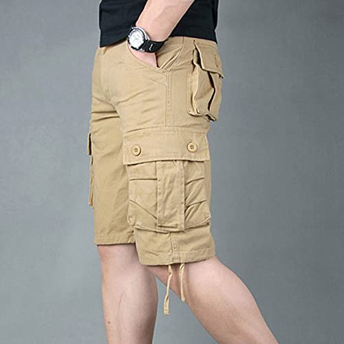 3 Inch Shorts Mens Stretch Shorts Regular Big and Tall Pleat Front Summer Linen Shorts Casual Loose Cargo Shorts with Pockets Athletic Shorts with Zipper Pockets Men Khaki 4X