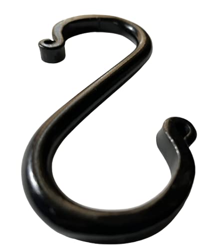 Saving Shepherd 6 Wrought Iron S Hooks - 3inch Hand Forged with Scrolls (Set of Six) by Amish Blacksmith Lancaster Pennsylvania USA Black
