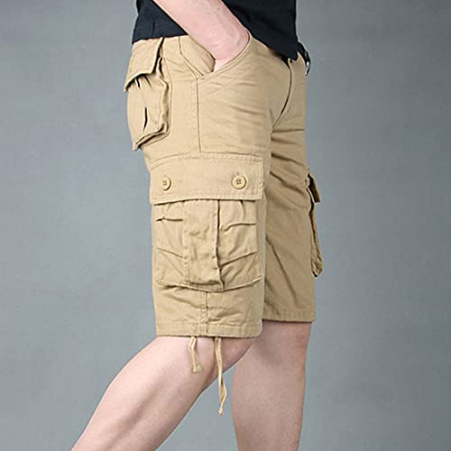 3 Inch Shorts Mens Stretch Shorts Regular Big and Tall Pleat Front Summer Linen Shorts Casual Loose Cargo Shorts with Pockets Athletic Shorts with Zipper Pockets Men Khaki 4X