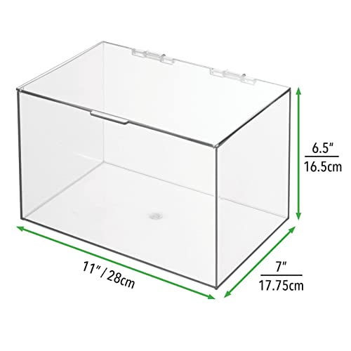 mDesign Plastic Stackable Kitchen Pantry Cabinet/Refrigerator Food Storage Container Bin Box, Attached Lid - Organizer for Coffee, Tea, Snacks - 6.5" high - Pack of 2, Includes 32 Labels - Clear