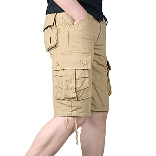 3 Inch Shorts Mens Stretch Shorts Regular Big and Tall Pleat Front Summer Linen Shorts Casual Loose Cargo Shorts with Pockets Athletic Shorts with Zipper Pockets Men Khaki 4X