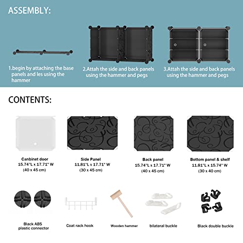 Anenz Shoe Storage Shelf Shoes Cabinet 24 Pair Portable Closet Shoe Rack Shelves Organizer for Closet Entryway ,Free Standing Show Shelf Black Shoes Closet with Doors for for Entryway,Hallway Bedroom