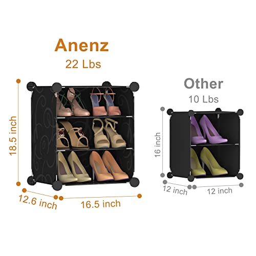 Anenz Shoe Storage Shelf Shoes Cabinet 24 Pair Portable Closet Shoe Rack Shelves Organizer for Closet Entryway ,Free Standing Show Shelf Black Shoes Closet with Doors for for Entryway,Hallway Bedroom