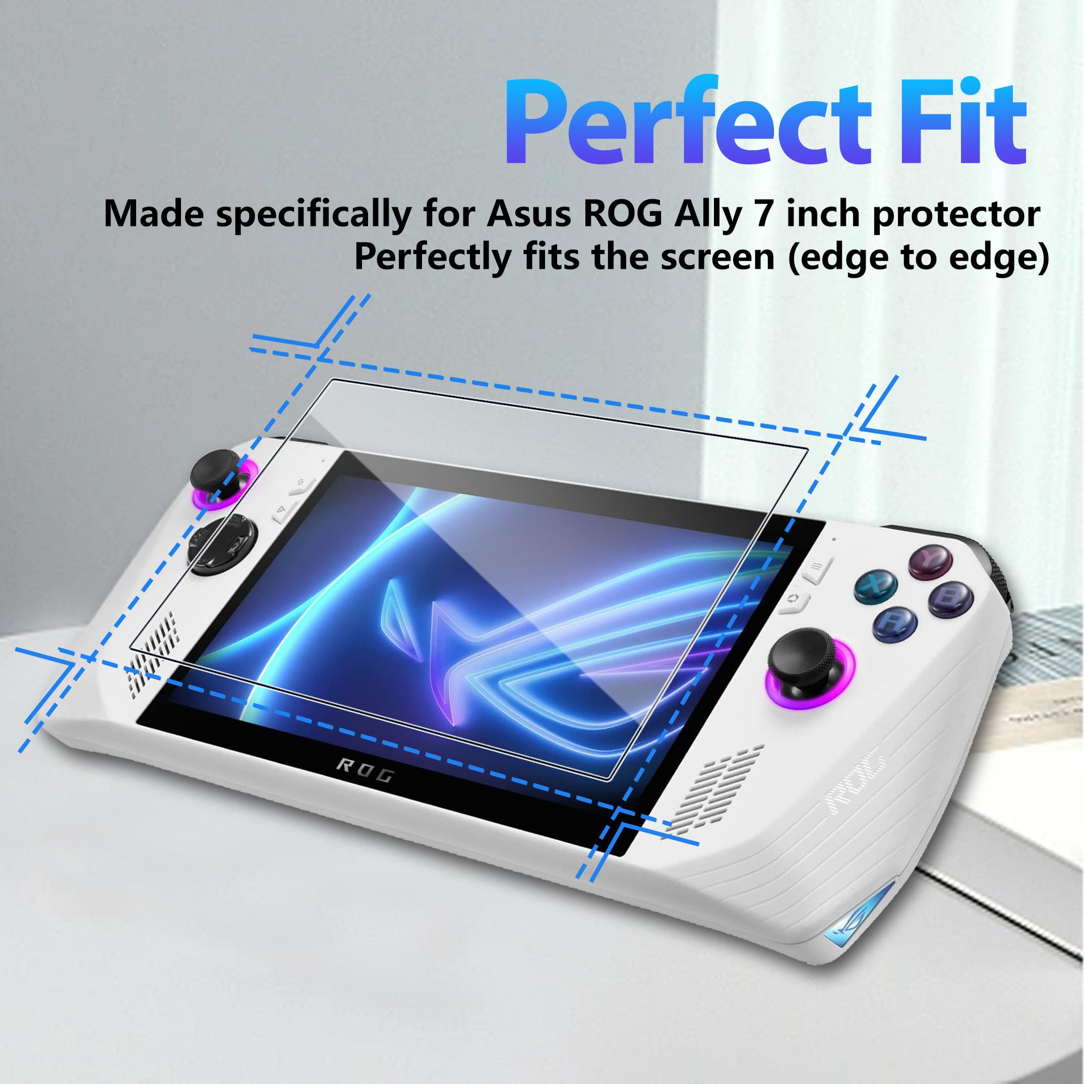 TQLGY 3 Pack Screen Protector for ASUS ROG Ally Handheld 7 inch 2023, Tempered Glass Screen Protector for ROG Ally, Transparent HD Clear, 9H Hardness, Anti-Scratch