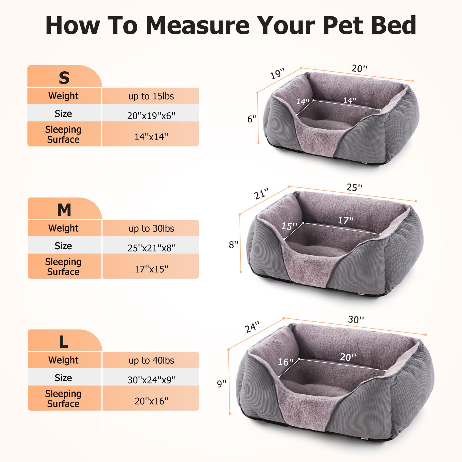 MIXJOY Washable Pet Beds for Dogs and Cats, Soft Orthopedic Puppy Bed With Anti-Slip Bottom, Calming Cuddler for Small Pets (20x19in, Grey)