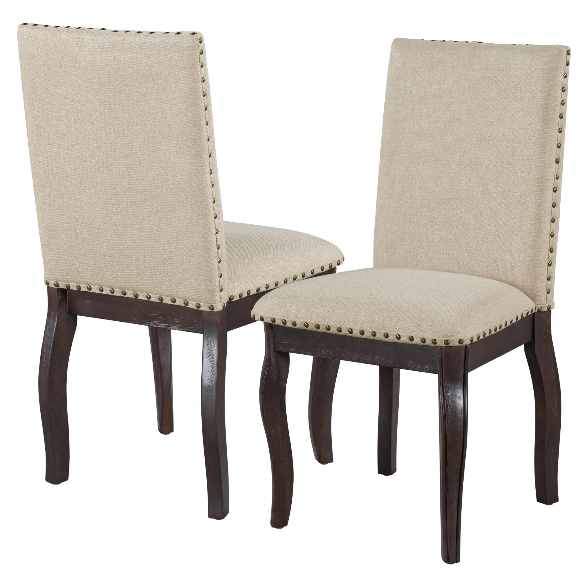GLORHOME 5 Piece Farmhouse Extendable Set for 4 to 6 Wood Round Table and 4 Upholstered Dining Chairs, Espresso
