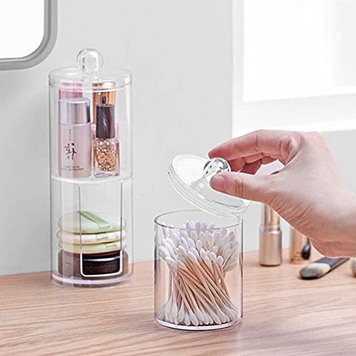 QYANG, 3piece combination cotton swab pad container, transparent container, cotton ball distributor, plastic medicine container, cosmetic container, bathroom dresser (10oz, 22oz, 39oz)