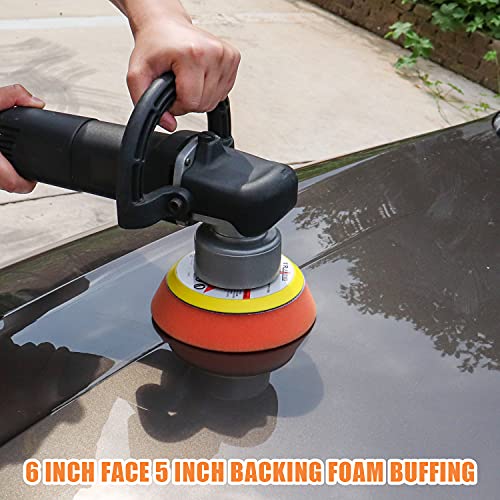 7PCS 5 Inch Buffer Polisher Pads Kit, 5ββ Foam Buffing & Polishing Pad with 5/8ββ-11 Backer Pad and Drill Adapter, Car Sponge Buffering Wheels for Polishing & Waxing fit RO/DA Polisher or Drill