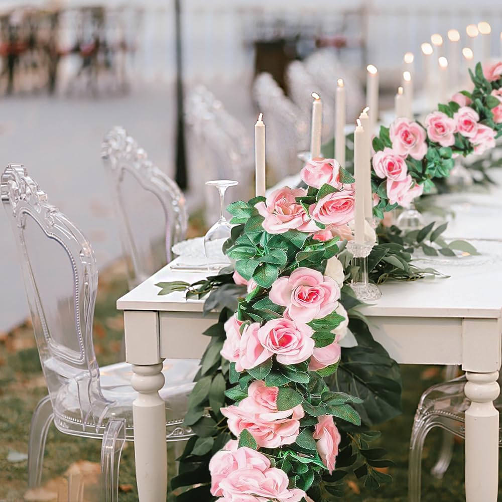 Fulercni 10PCS Fake Rose Garland, 7.5Ft Artificial Vines Flowers Hanging Rose Vine for Wedding Home Office Arch Arrangement Decoration