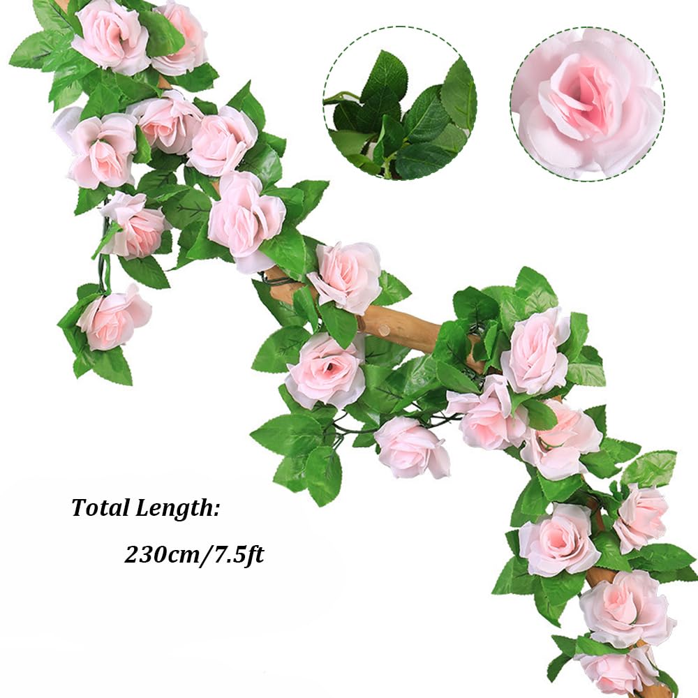 Fulercni 10PCS Fake Rose Garland, 7.5Ft Artificial Vines Flowers Hanging Rose Vine for Wedding Home Office Arch Arrangement Decoration