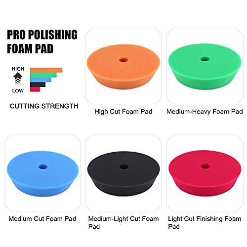 7PCS 5 Inch Buffer Polisher Pads Kit, 5ββ Foam Buffing & Polishing Pad with 5/8ββ-11 Backer Pad and Drill Adapter, Car Sponge Buffering Wheels for Polishing & Waxing fit RO/DA Polisher or Drill