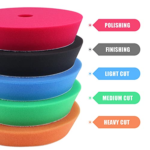7PCS 5 Inch Buffer Polisher Pads Kit, 5ββ Foam Buffing & Polishing Pad with 5/8ββ-11 Backer Pad and Drill Adapter, Car Sponge Buffering Wheels for Polishing & Waxing fit RO/DA Polisher or Drill