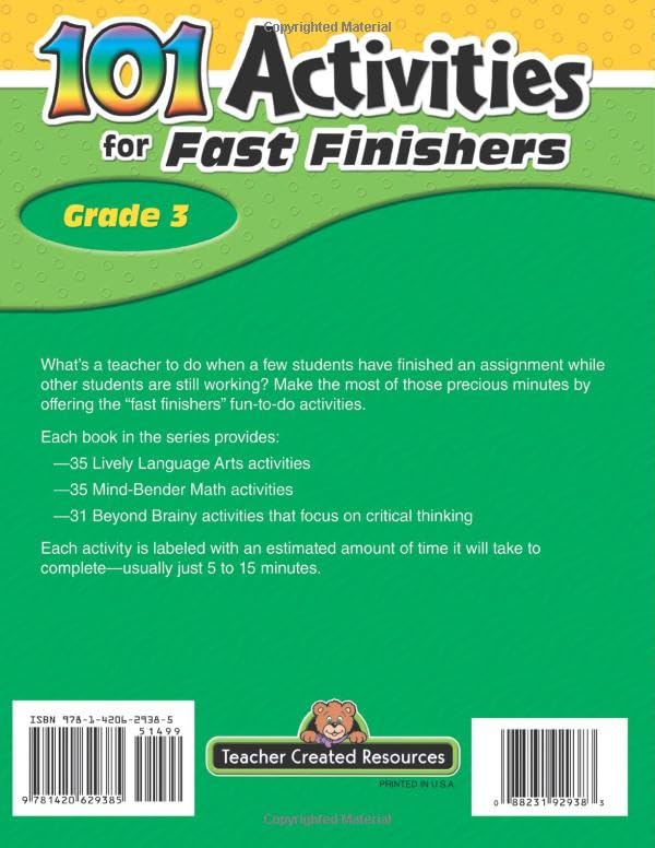 101 Activities For Fast Finishers Grade 3: Grade 3