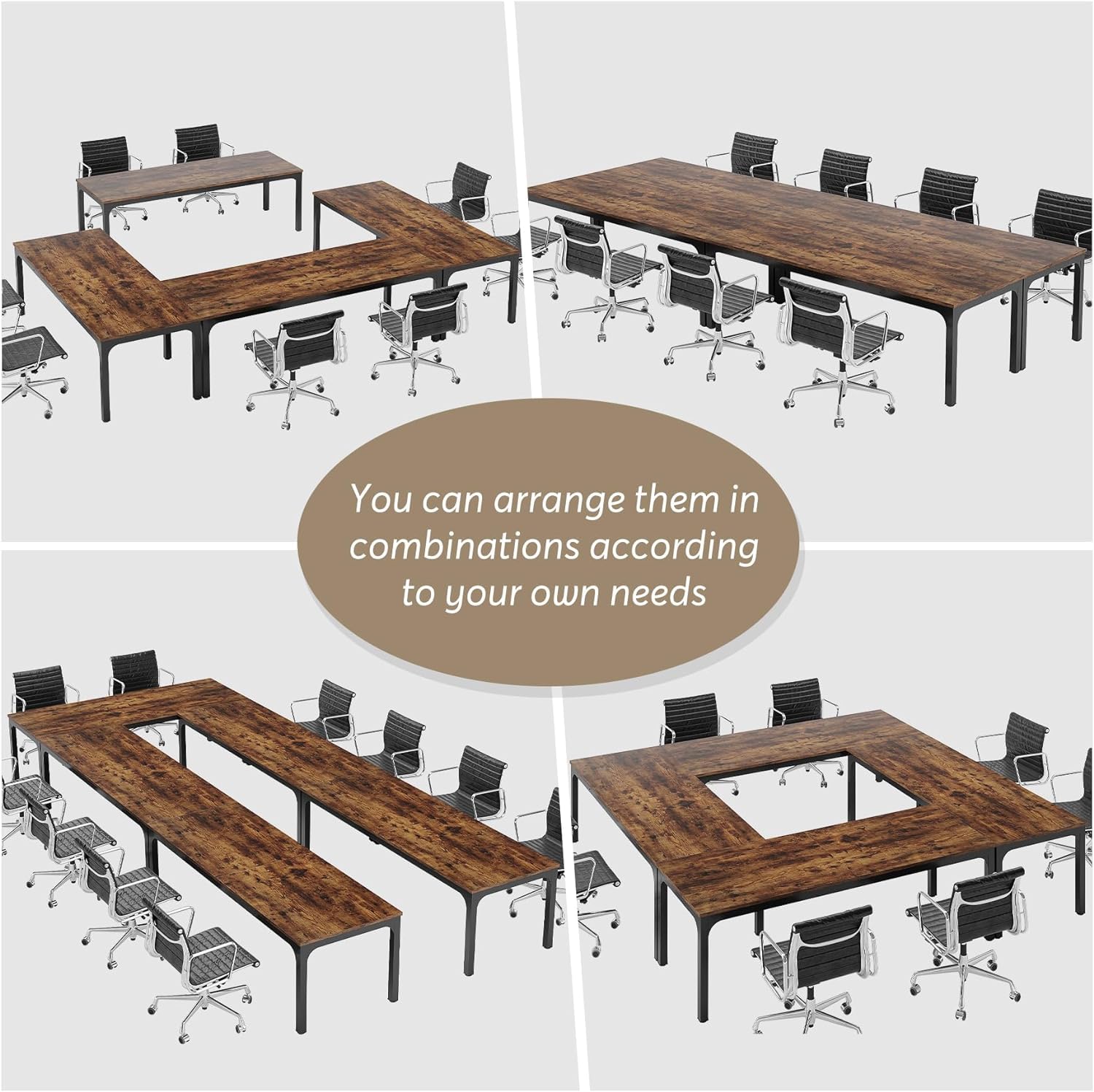 Tribesigns 78.74-Inch Conference Table Set of 4, 13FT Conference Room Table, Large Rectangle Meeting Seminar Table Set for 12-16 Person, Long Business Tables (Only Table)