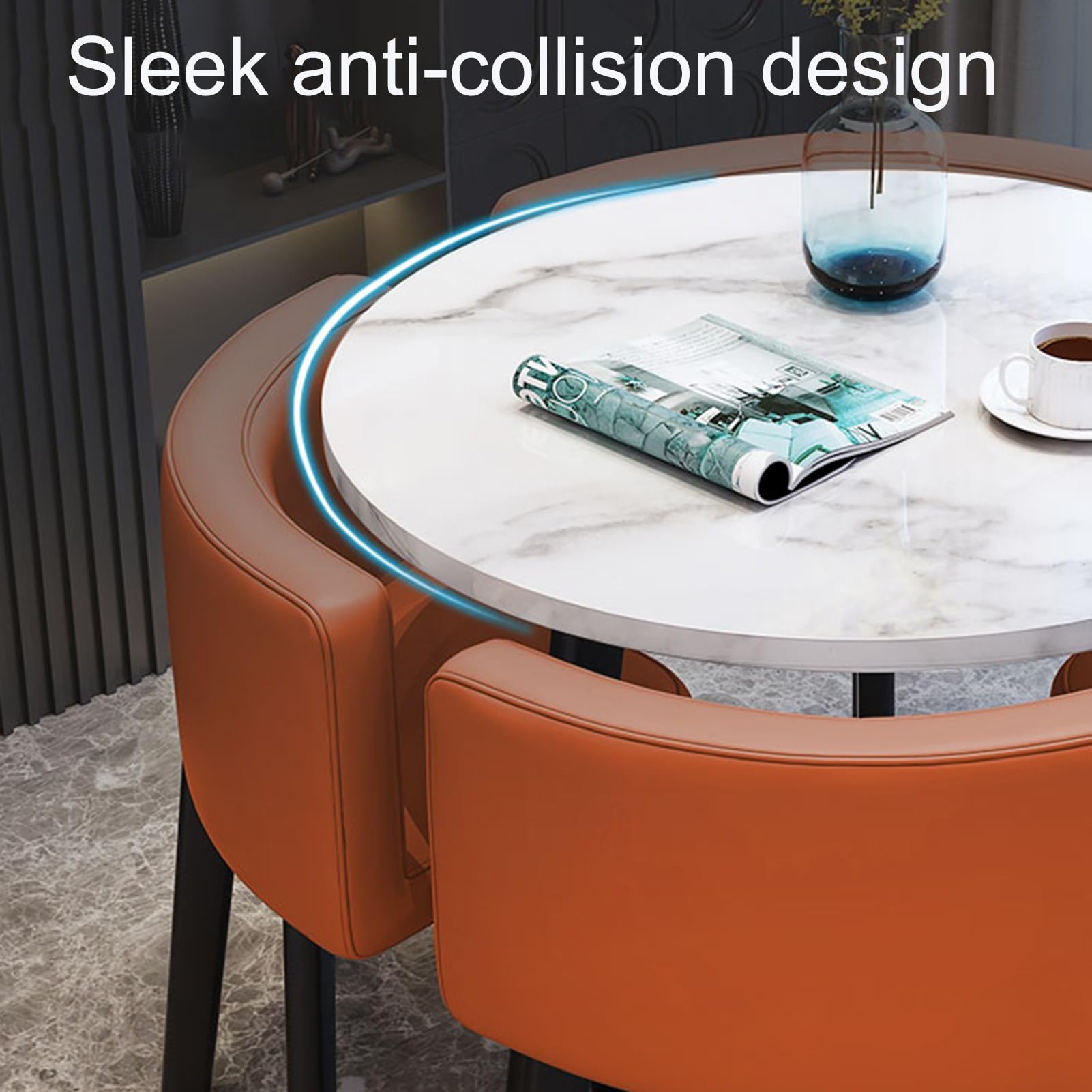 Office Reception Room Club Table, Small Conference Room Tables Simple Office Table Round Furniture Table and Chair Set, Coffee Table and Chair Set Space-Saving Furniture, for Combination Office ( Colo