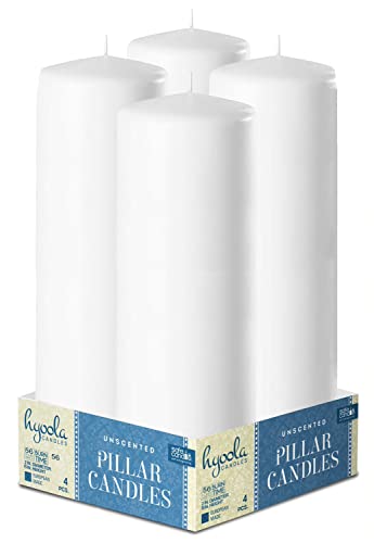 Hyoola White Pillar Candles 2x8 Inch - 4 Pack Unscented Pillar Candles - European Made