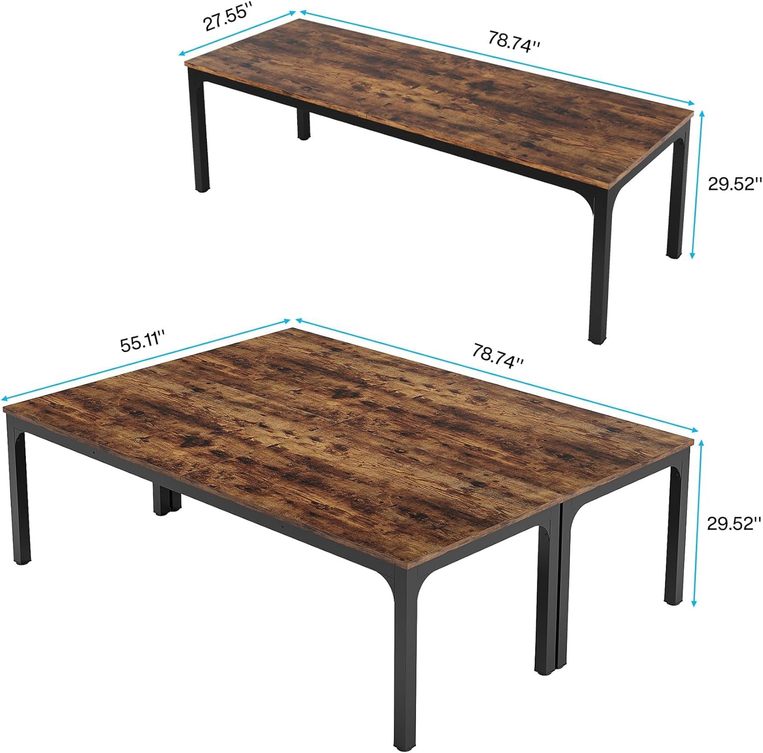 Tribesigns 78.74-Inch Conference Table Set of 4, 13FT Conference Room Table, Large Rectangle Meeting Seminar Table Set for 12-16 Person, Long Business Tables (Only Table)