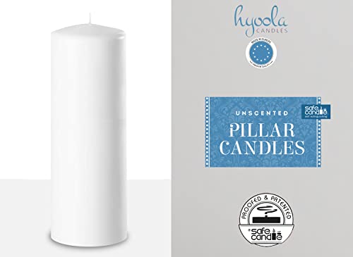 Hyoola White Pillar Candles 2x8 Inch - 4 Pack Unscented Pillar Candles - European Made