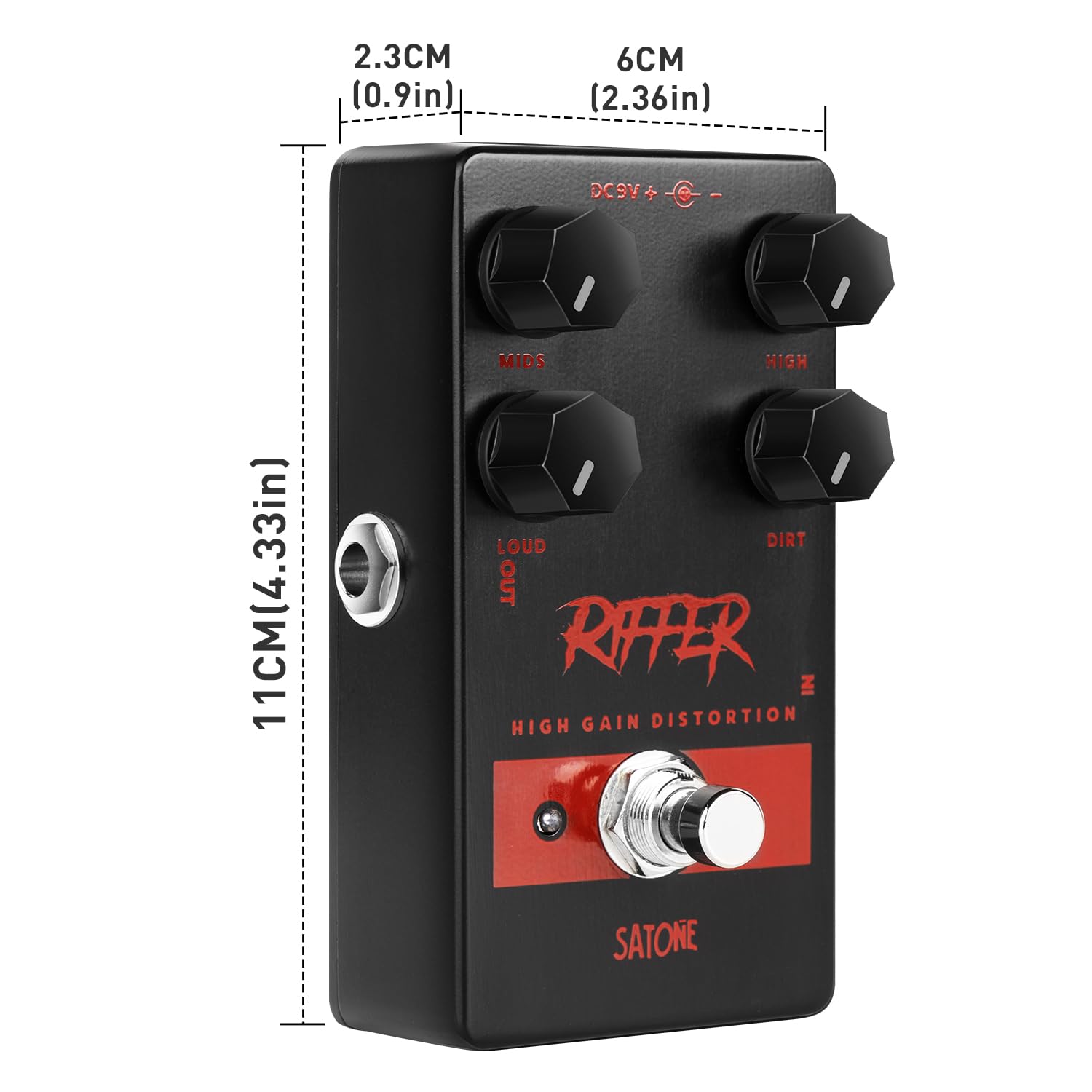 Satone S811 Riffer High Gain Distortion Electric Guitar Effect Pedal - High Gain Distortion Effect Preset Acoustic Metal Pedal with True Bypass