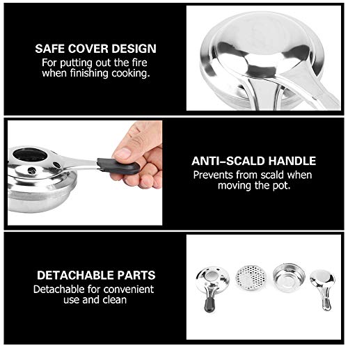 Srliya Mini Alcohol Stove Burner, Portable Stainless Steel Alcohol Stove Burner Outdoor Camping Panic Cooking Pot