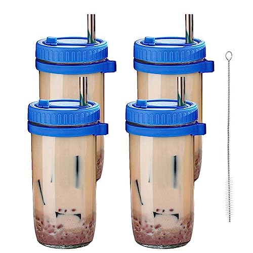 4 Set Can Shaped Glass, Drink Cups With Lids And Straws, Iced Coffee Cups Reusable Drinking Glasses Beer Can Glasse, Cute Tumbler Cup For Homes, Kitchens, Breweries, Cafes, And Restaurant