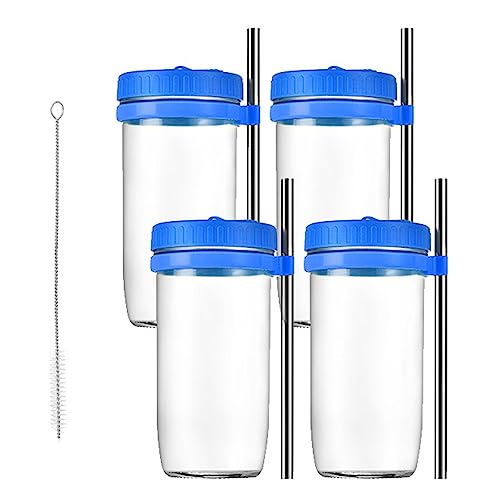 4 Set Can Shaped Glass, Drink Cups With Lids And Straws, Iced Coffee Cups Reusable Drinking Glasses Beer Can Glasse, Cute Tumbler Cup For Homes, Kitchens, Breweries, Cafes, And Restaurant