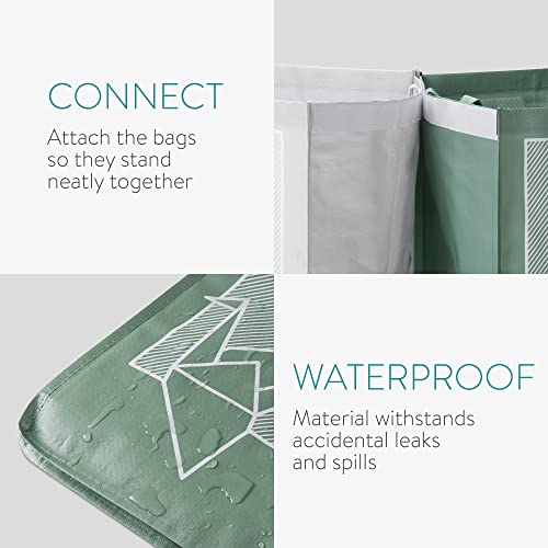 Navaris Recycle Bag Set (3 Pieces) - Reusable Recycling Bags to Separate Paper, Plastic, Glass - Recycling Bins Sorter Bin Organizer for Kitchen, Home