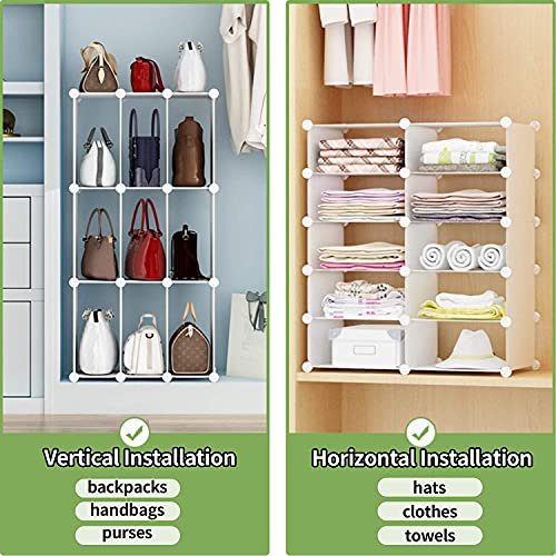 Aeitc Stackable Closet Organizer 6-Shelf Adjustable Space Saver Closet Storage for Folded Clothes and Accessory,White (18 Section)