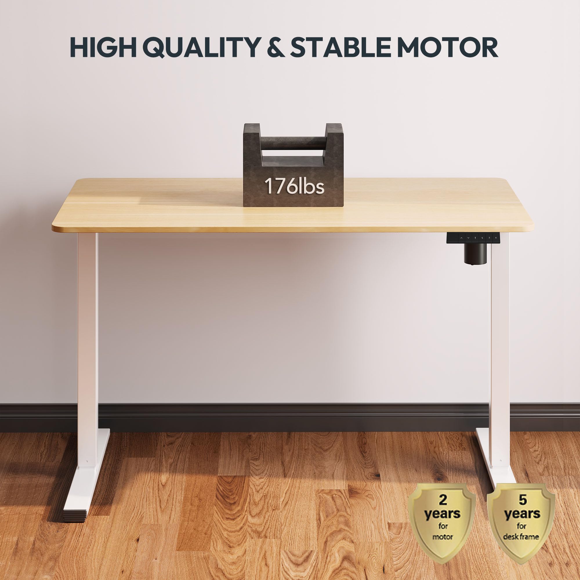 SANODESK Single Motor 2 Stage Electric Height Adjustable Standing Desk Frame Heavy Duty 176lbs Load Capacity for Home Office (White Frame Only)