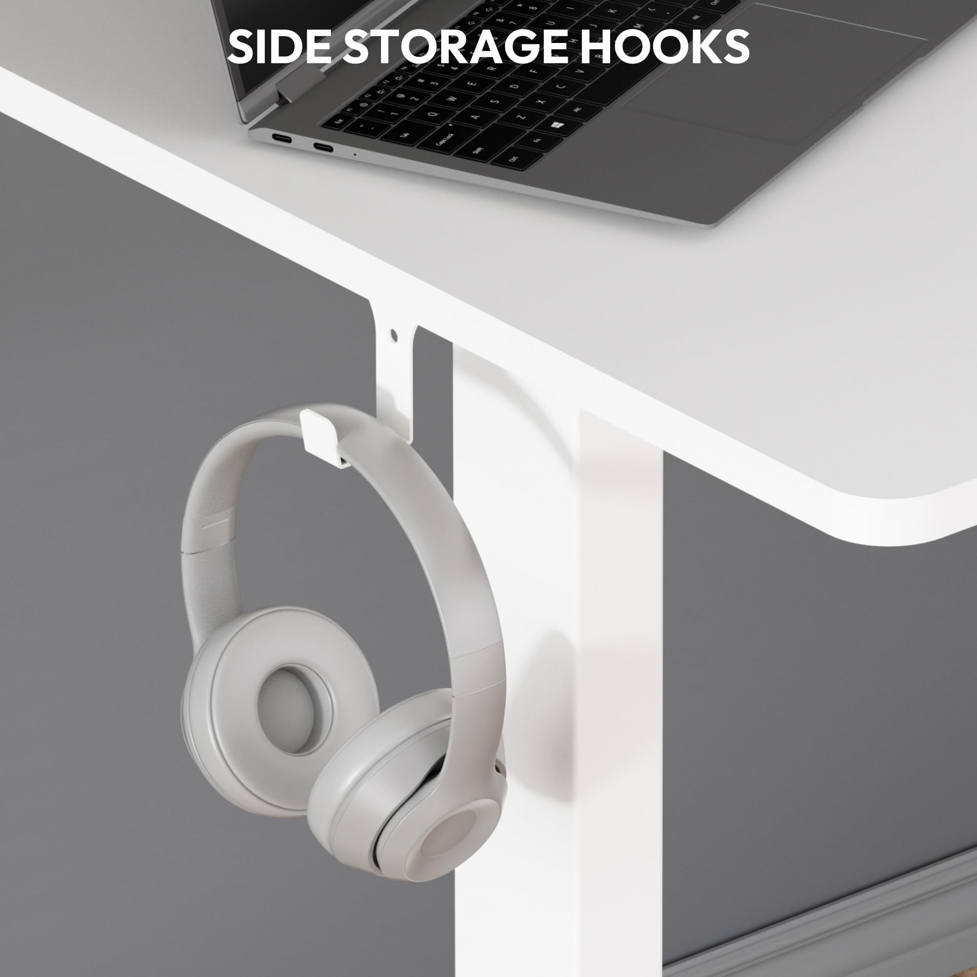 SANODESK Single Motor 2 Stage Electric Height Adjustable Standing Desk Frame Heavy Duty 176lbs Load Capacity for Home Office (White Frame Only)