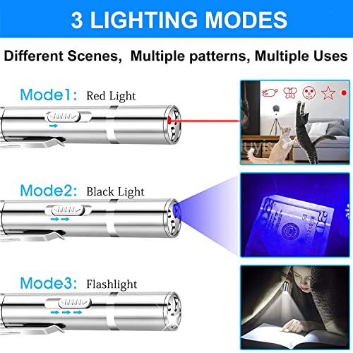 Cat Laser Toy, Laser Pointer Interactive Cat Toy for Indoor Cats Dogs, Red Light Lazer Pointer 7 Adjustable Patterns, Long Range 3 Modes USB Rechargeable Pet Kitten Laser Toy Teaching/Presentation Pen