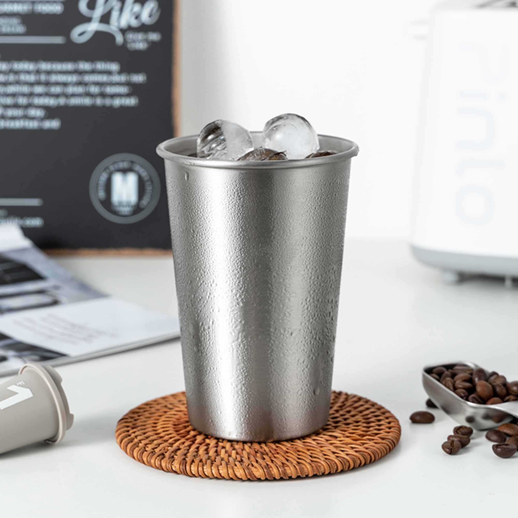 BQLZR Stainless Steel Cup 500ml/16.9 oz Beer Drinking Mug for Party Tumbler Pack of 4