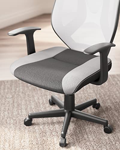 Signature Design by Ashley Beauenali Home Office Swivel Desk Chair, 25"W x 23"D x 40"H, Light Gray & Black
