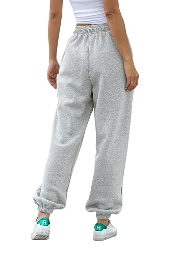 Gvraslvet Cinch Bottom Sweatpants for Women with Pockets Light Gray
