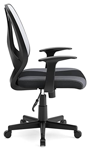 Signature Design by Ashley Beauenali Home Office Swivel Desk Chair, 25"W x 23"D x 40"H, Light Gray & Black
