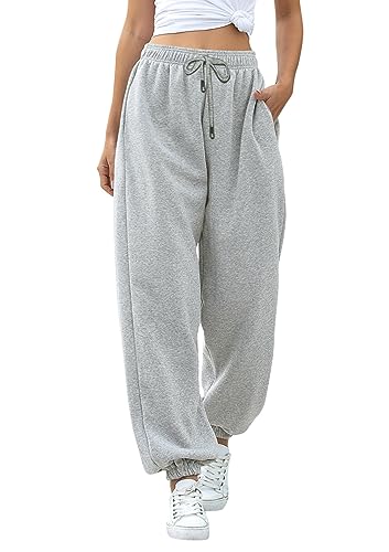 Gvraslvet Cinch Bottom Sweatpants for Women with Pockets Light Gray