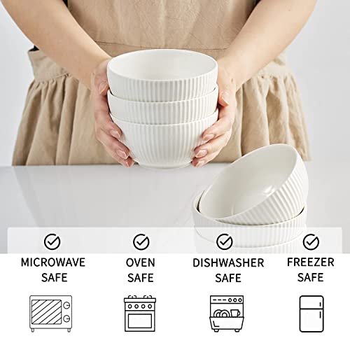 getstar Dessert Bowls, 4.5 in 10 oz Small Porcelain Bowl Set of 6, Microwave & Dishwasher Safe Ceramic Bowls for Ice Cream, Side Dishes, Snacks & Desserts, Set of 6 (White)