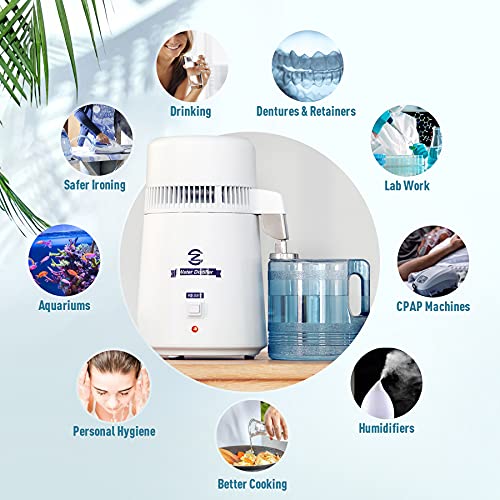 CO-Z Distilled Water Maker, 1 Gallon Water Distiller, 4L Home Countertop Water Distiller Machine, Table Desktop Water Distill Distilling Purifier Purification Filter, Home Pure Clean Water Device