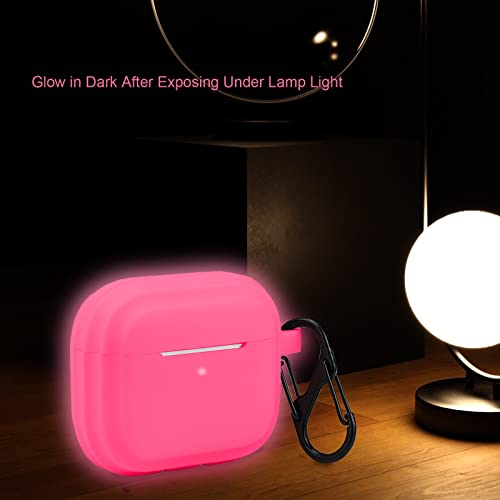 Case Airpods 3 Replacement for Apple AirPods 3rd Generation 2021, Pink Airpod 3 Gen Silicone Protective Skin Sleeve Accessory Glow in Dark for Girl, Women - LEFXMOPHY