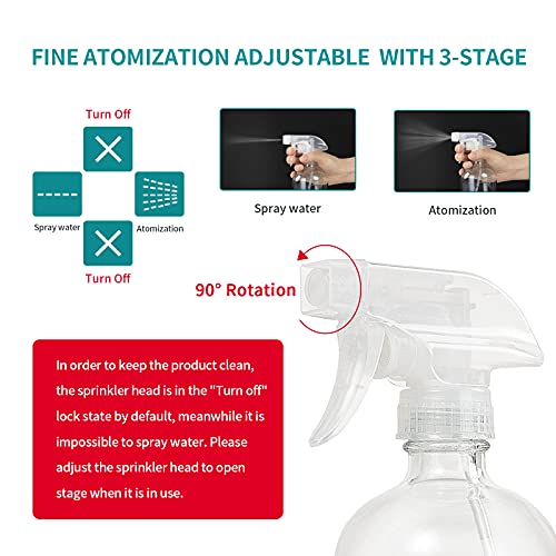 HOMBYS Empty Clear Glass Spray Bottles with Silicone Sleeve Protection - Refillable 17 oz Containers for Cleaning Solutions, Essential Oils, Misting Plants - Quality Sprayer - 3 Pack