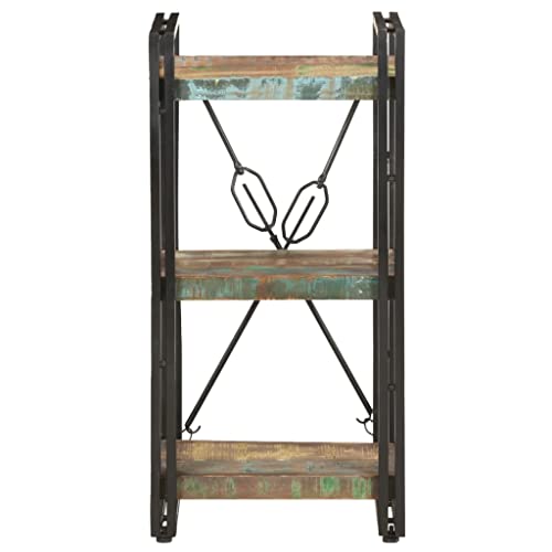 vidaXL 3-Tier Bookcase Book Cabinet Bookshelf Stand Shelf Storage Rack Home Organizer Side Cabinet Living Room Office 15.7" Solid Reclaimed Wood