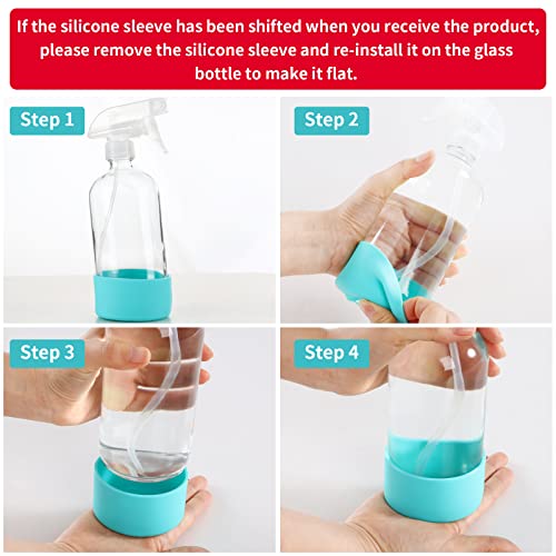 HOMBYS Empty Clear Glass Spray Bottles with Silicone Sleeve Protection - Refillable 17 oz Containers for Cleaning Solutions, Essential Oils, Misting Plants - Quality Sprayer - 3 Pack