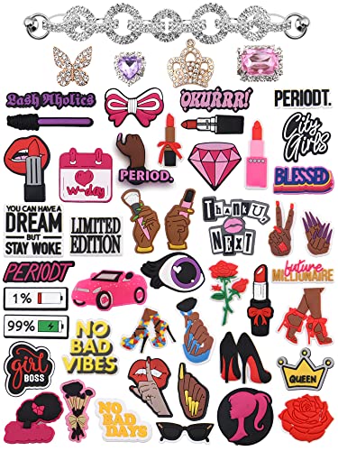 UNN 50 Pcs Pink Cartoon Shoe Charms Makeup Girl Decorations Bling Butterfly Bracelet Accessories Rhinestone Metal Chain Charm 50pcs-5