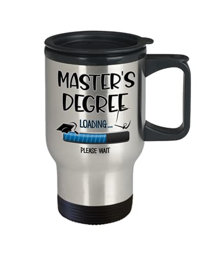 Masters Degree Loading Graduation Travel Mug Mba Graduates Student Funny Diploma Cap Grad Ideas for Daughter or Son 14 Oz. Stainless Steel Insulated N